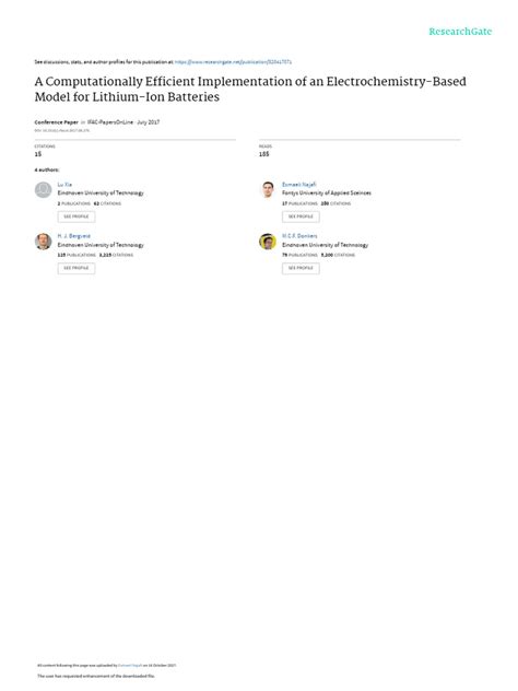 A Computationally Efficient Implementation Of An Electrochemistry Based