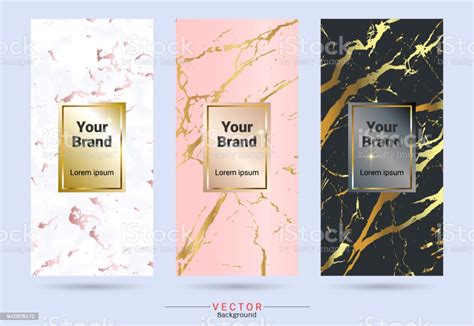 포장 및 라벨링 디자인 서식 파일 호화 스러운 상표 또는 대리석 질감 골든 호 일 및 선형 스타일 와 프리미엄 제품에 적합 금 금속에 대한 스톡 벡터 아트 및 기타 이미지