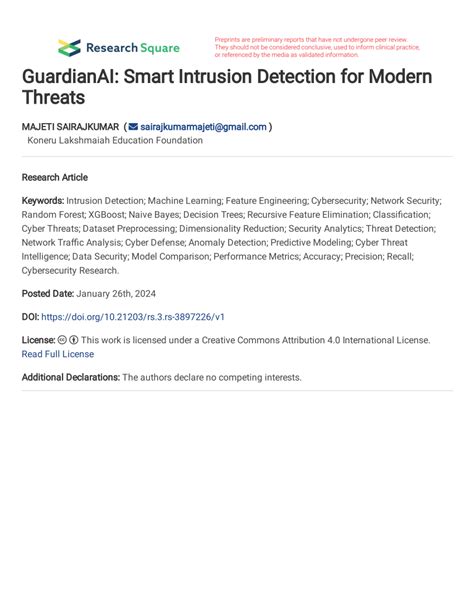 Pdf Guardianai Smart Intrusion Detection For Modern Threats