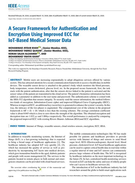 PDF A Secure Framework For Authentication And Encryption Using Improved ECC For IoT Based