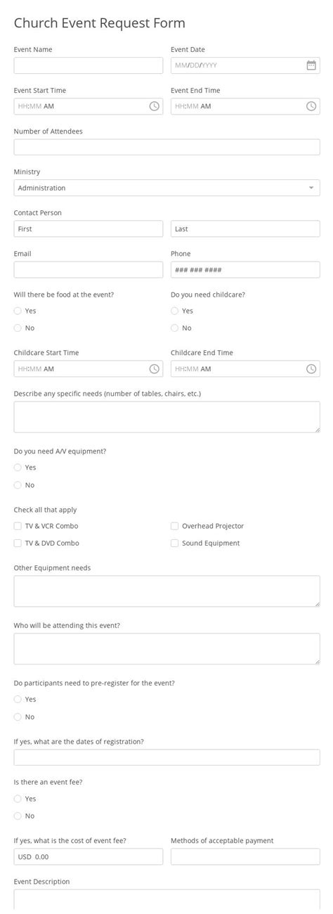 Church Event Request Form Template