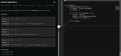Gfg160 Kadanealgorithm Dsaeveryday Subarraysum Java Codestreak Saurabh Sahani