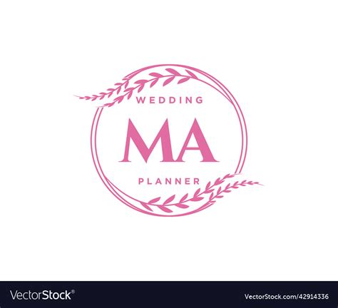 Ma Initials Letter Wedding Monogram Logos Vector Image
