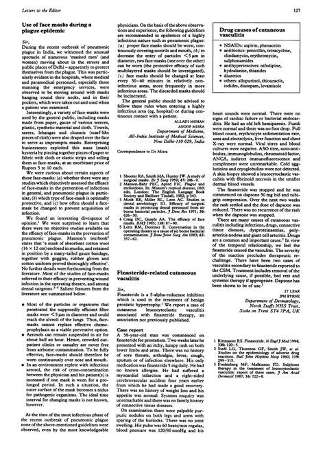 Finasteride Related Cutaneous Vaculitis Pmc