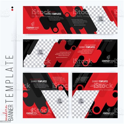 빨간색과 검은색 웹 배너 템플릿 사진에 대 한 공간을 가진 표준 크기 현대적인 디자인 0명에 대한 스톡 벡터 아트 및 기타 이미지 0명 개념 기업 비즈니스 Istock