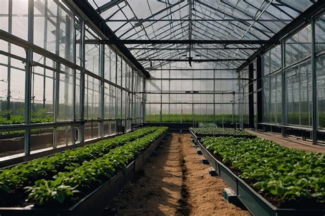 A Modern Greenhouse Equipped With Automated Irrigation Systems And Climate Control Technology