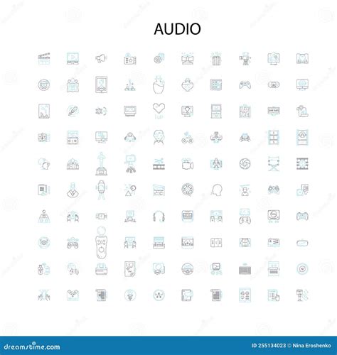 Audio Icons Signs Outline Symbols Concept Linear Illustration Line