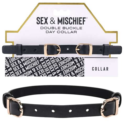 Sex And Mischief Double Buckle Day Collar Black Collar Kinkii Klosett