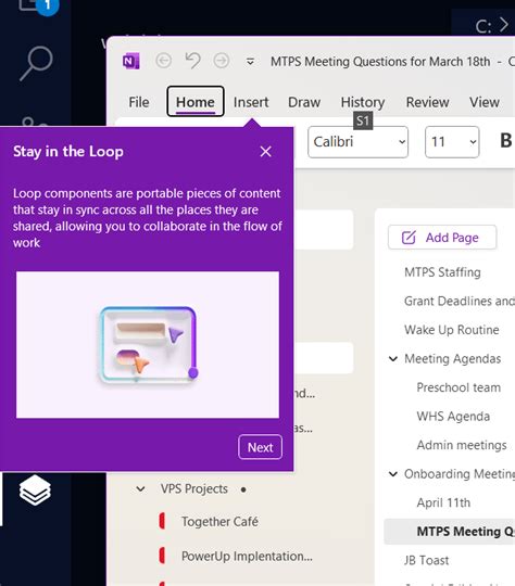 loop components notification r onenote