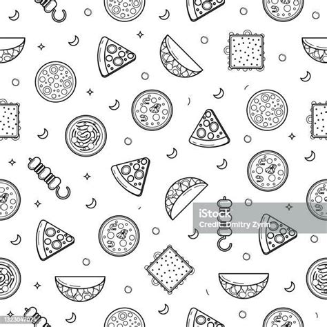 추상 낙서 원활한 패턴 손으로 그린 패스트 푸드 요소 타코 피자 샌드위치 샌드위치 바베큐 스쿠프 디자인 스타일 배경 일러스트 아이콘 0명에 대한 스톡 벡터 아트 및 기타