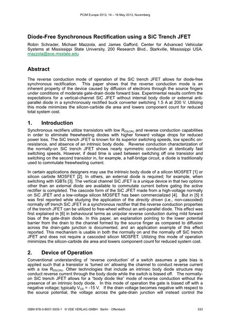 Diode Free Synchronous Rectification Using A Sic Trench Jfet Abstract 1 Introduction 2 Device
