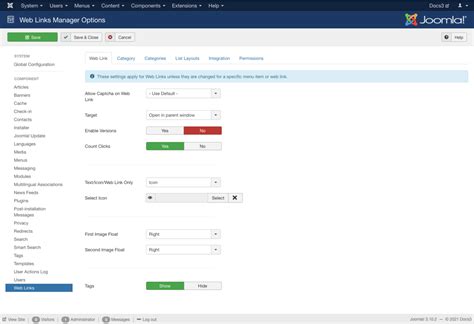 Help310 Components Web Links Manager Options Joomla Documentation