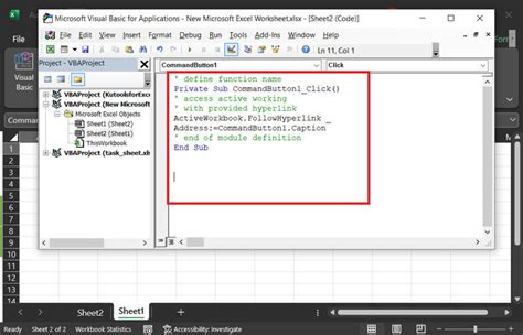 How To Hyperlink A Command Button To A Url Address In Excel