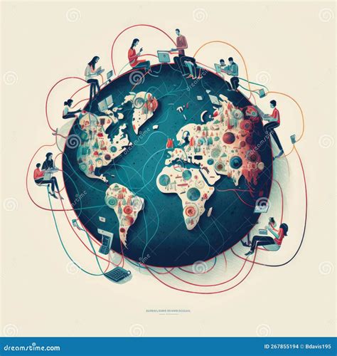 The Global Internet Connectivity And Data Streams Generative Ai Stock Illustration