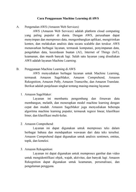 Cara Penggunaan Machine Learning Di Aws Pengenalan Aws Amazon Web Services Aws Amazon Web