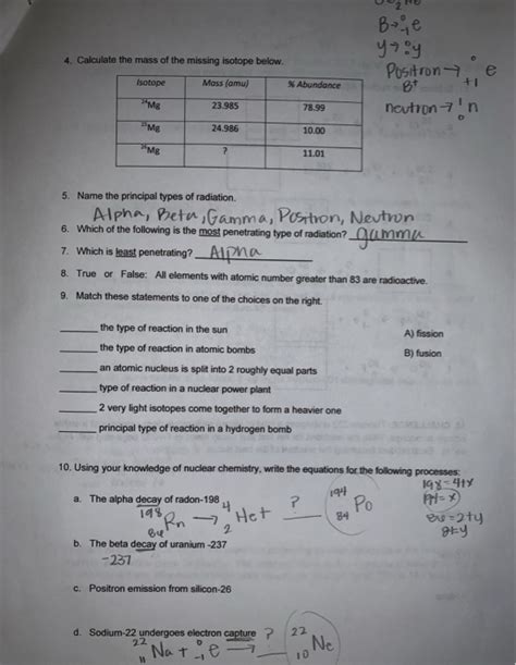 Solved Be Calculate The Mass Of The Missing Isotope Chegg Com