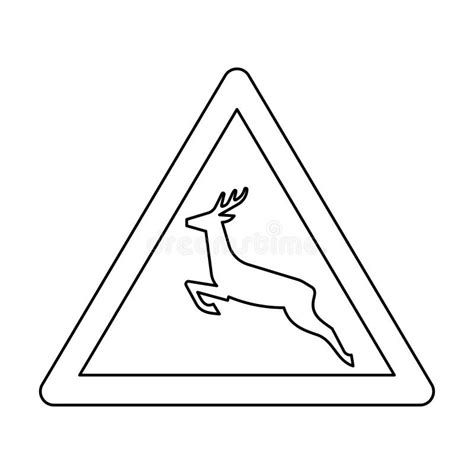 Deer Crossing Icon In Line Style Stock Vector Illustration Of Sign