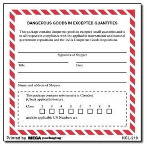 Excepted Quantity Label