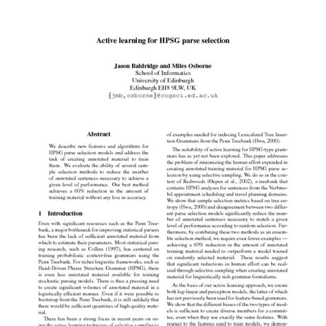 Active Learning For Hpsg Parse Selection Acl Anthology