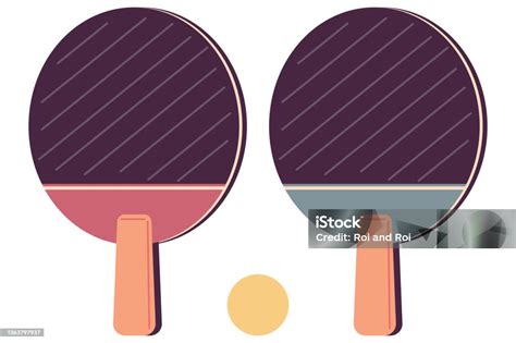 탁구 공과 라켓 벡터 만화 일러스트는 흰색 배경에 고립되어 있습니다 Championship에 대한 스톡 벡터 아트 및 기타 이미지 Championship 개체 그룹