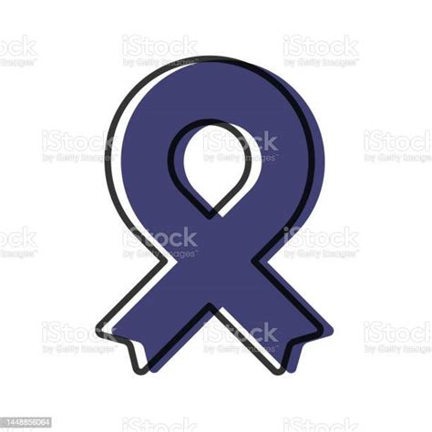 인식 리본 검은색 윤곽선 보라색 기하학적 모양 벡터 일러스트 레이 션 평면 디자인 Charitable Foundation에 대한 스톡 벡터 아트 및 기타 이미지