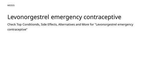 Levonorgestrel Emergency Contraceptive Medsis