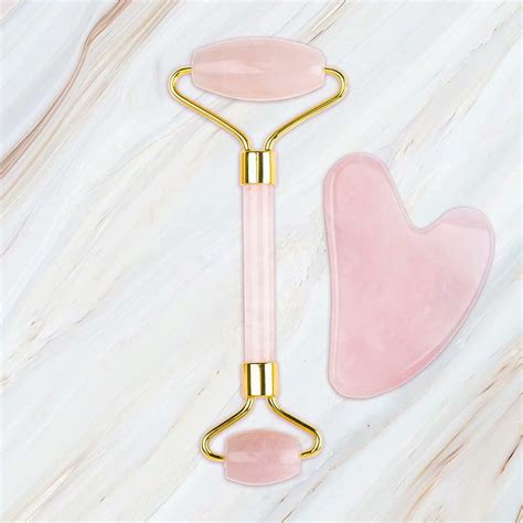 Jade Roller For Face Rose Quartz Gua Sha Massage Facial Rollers Natural Real Crystal Stone For