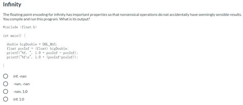Solved Floating Point Zeros Truth Value And Identity The