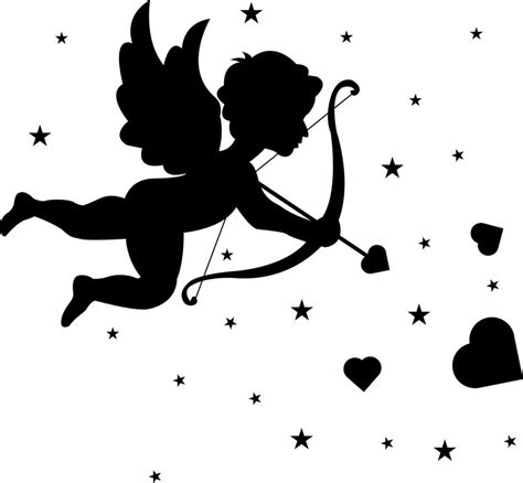 Cupid Cupid With A Bow And Arrow In His Hands Aims At The Heart Valentines Day Silhouette