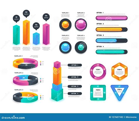 Business Infographic Workflow Charts Circular Diagrams Annual Marketing Reports Stock Vector