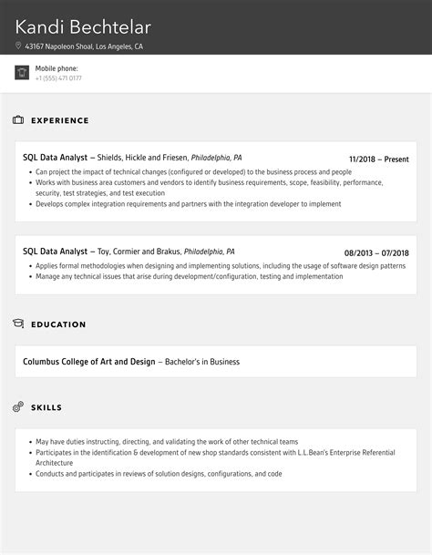 Sql Data Analyst Resume Samples Velvet Jobs