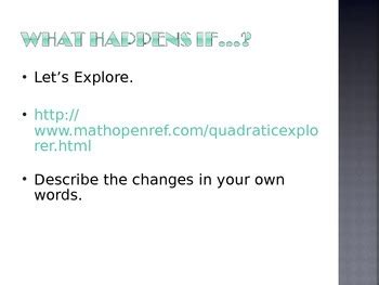 Quadratic Functions PowerPoint By A Mathematical State Of Mind TPT
