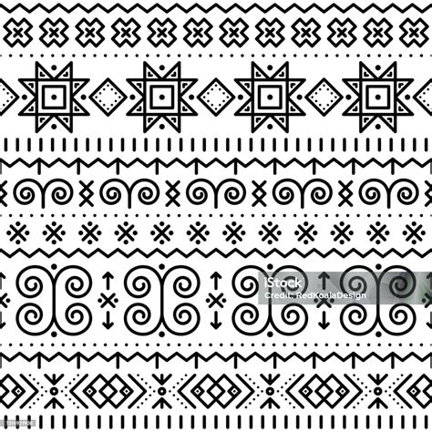 슬로바키아 의 질리나 지역의 마을 Cicmany에서 전통적인 페인트 예술에서 영감을 소용돌이 지그재그 모양흰색에 슬로바키아 민속 예술 벡터 원활한 기하학적 검은 패턴 0명에