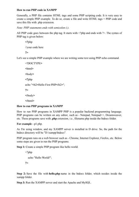 How To Run Php Code In Xamppdocx 1pdf