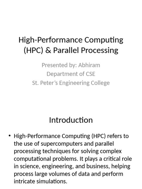 Hpc And Parallel Processing Detailed Seminar Pdf