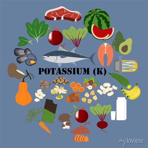 Potassium K Mineral Healthy Organic Nutrition Vector Illustration