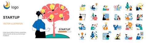 premium vector startup concept with character situations mega set