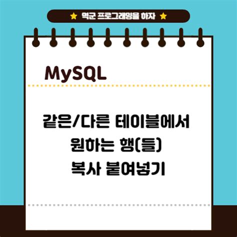 Mysql 같은다른 테이블에서 원하는 행들 복사 붙여넣기 — 멱군 프로그래밍을 하자