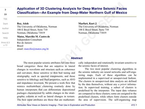 Pdf Application Of 3d Clustering Analysis For Deep Marine Seismic