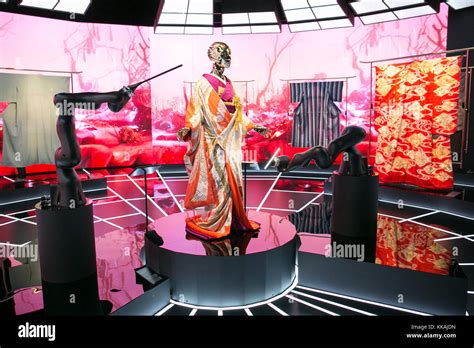 A Humanoid Robot Dressed In Traditional Kimono Performs During The Opening Ceremony For The