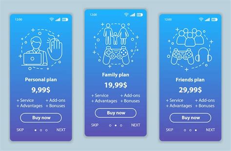 Premium Vector Entertainment Onboarding Mobile App Screens With Service Prices