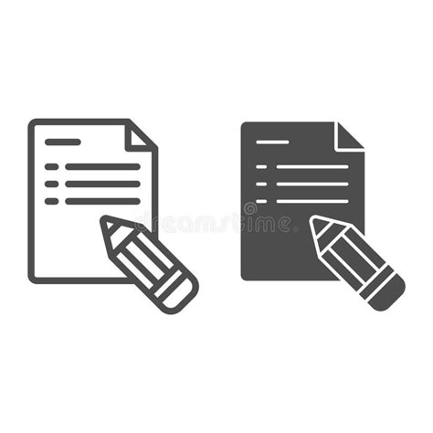 Note And Pencil Line And Glyph Icon Pencil And Document Vector Illustration Isolated On White