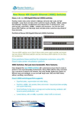 New Nexus 400 Gigabit Ethernet 400 G Switches DOCX