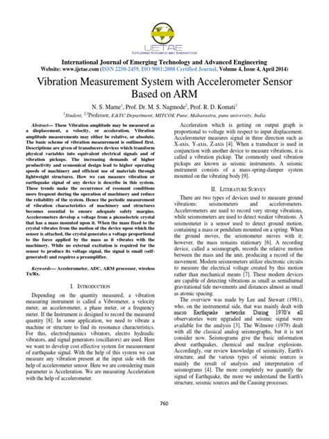 Vibration Measurement System With Accelerometer Sensor Based On Arm Pdf
