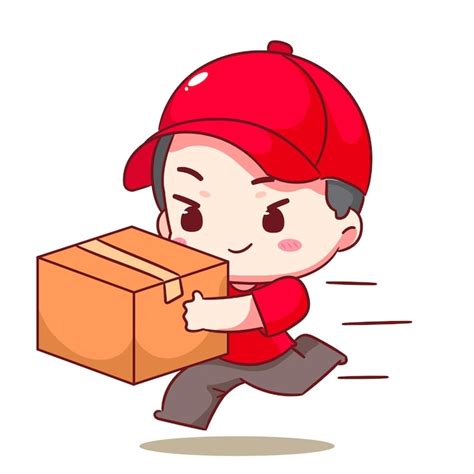 Premium Vector Cute Deliveryman Express Delivery Cartoon Vector Man Courier Wearing Uniform