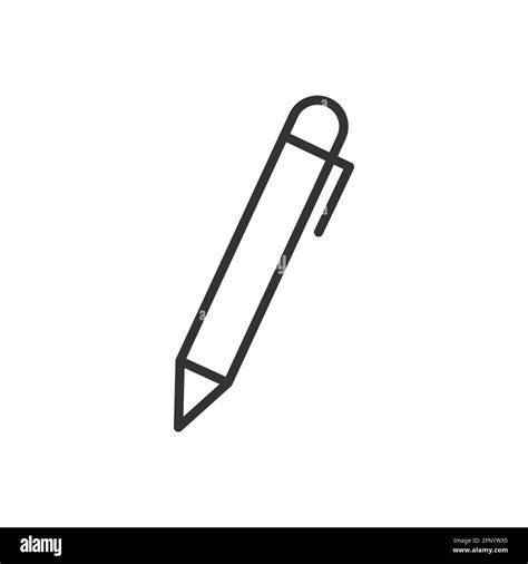 Pen Line Icon Black Pen Outline Sign Vector Illustration Isolated On