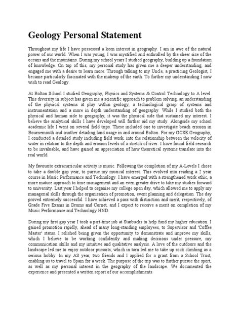 Engineering Geology Personal Statement 1 Pdf Geography Geology