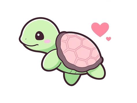 Premium Ai Image Cartoon Turtle With Heart On White Background Generative Ai