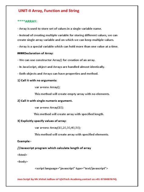 Unit Ii Notes Java Script Pdf Java Script String Computer Science