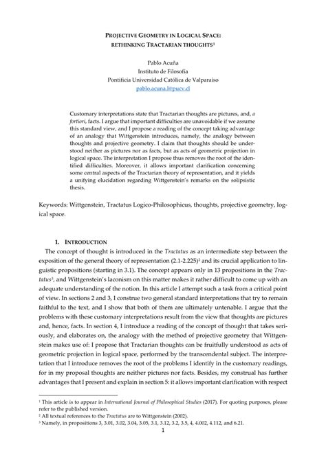 Pdf Projective Geometry In Logical Space Rethinking Tractarian Thoughts